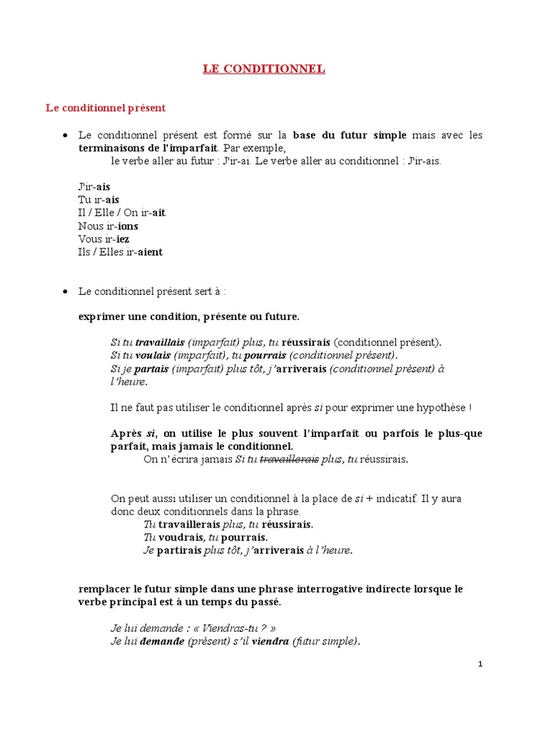 Maîtriser le Conditionnel en Français | PDF | Verbe | Linguistique