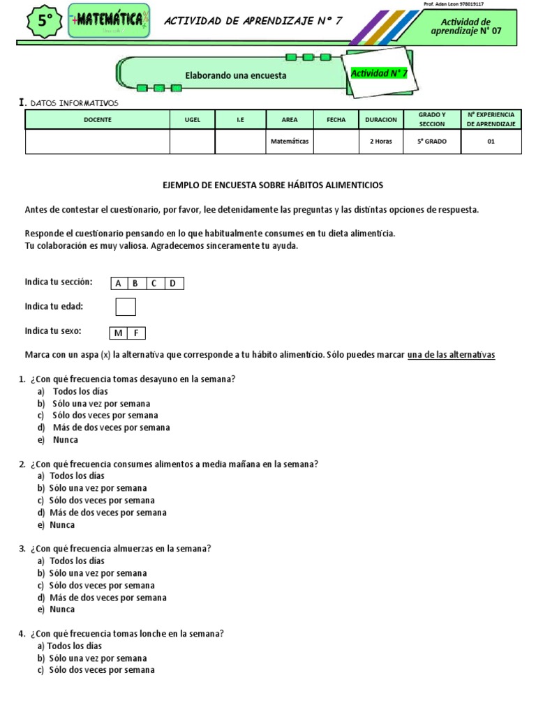 5° Actividad de Aprendizaje 7 | PDF | Cuestionario | Comida y bebida 5° Actividad de Aprendizaje 7 | PDF | Cuestionario | Comida y bebida
