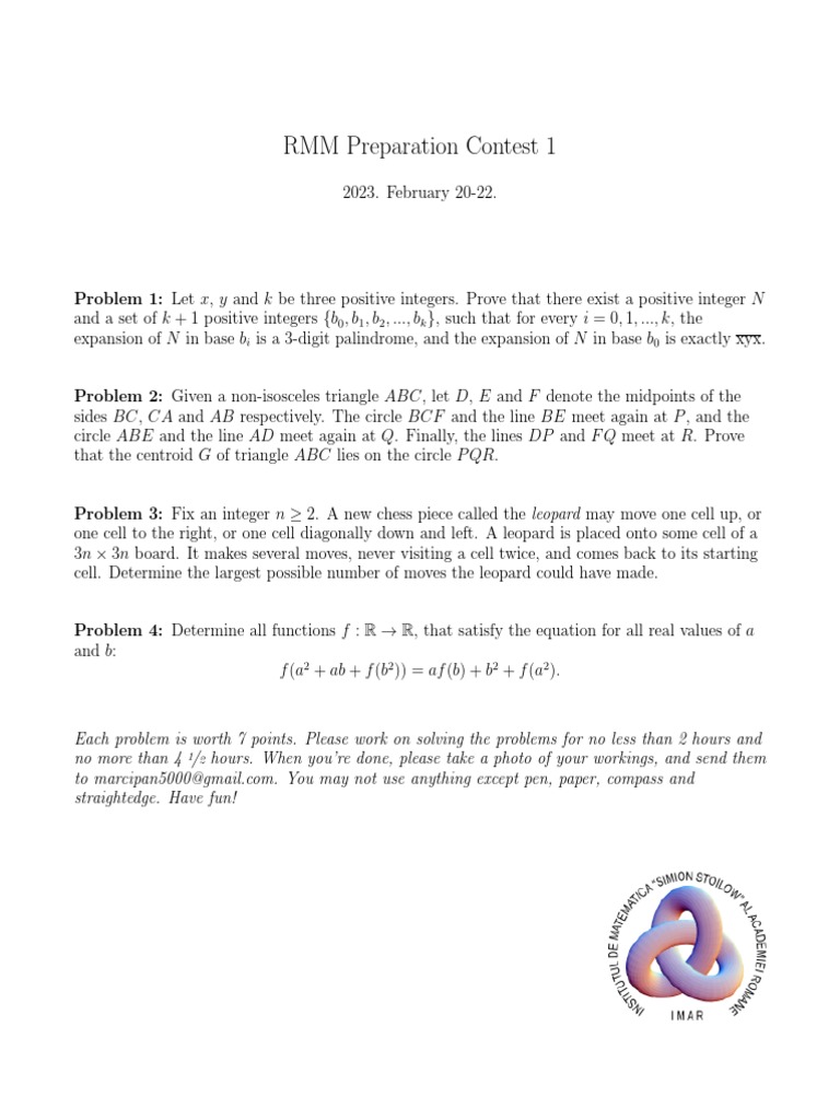 RMM Preparation Contest 1 | PDF | Teaching Methods & Materials | Art