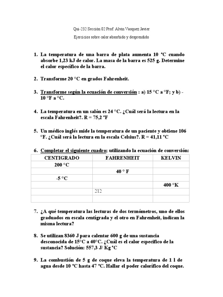 Qui - 232 Ejercicios Termo | PDF | Calor latente | Calor