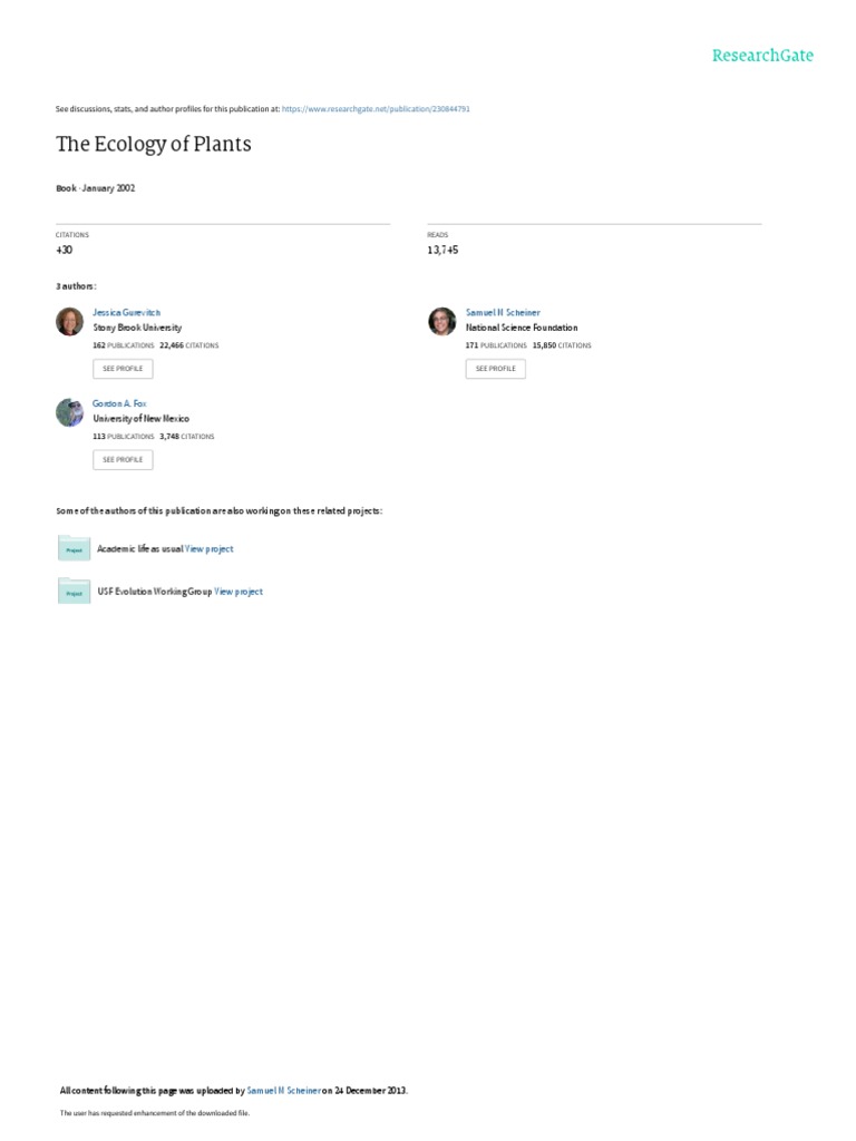 The Ecology of Plants | PDF | Science & Mathematics