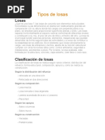 Tipos de Losas | PDF | Viga (Estructura) | Hormigón