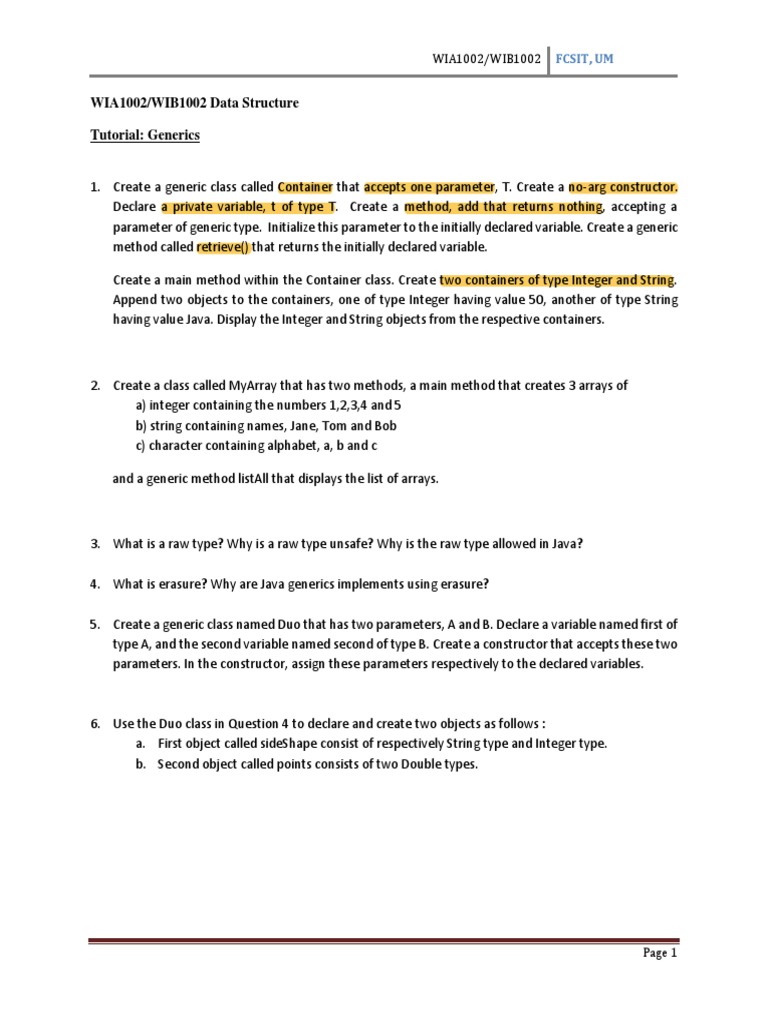 T02 - Generics (Q) | Download Free PDF | Data Type | Method (Computer Programming)