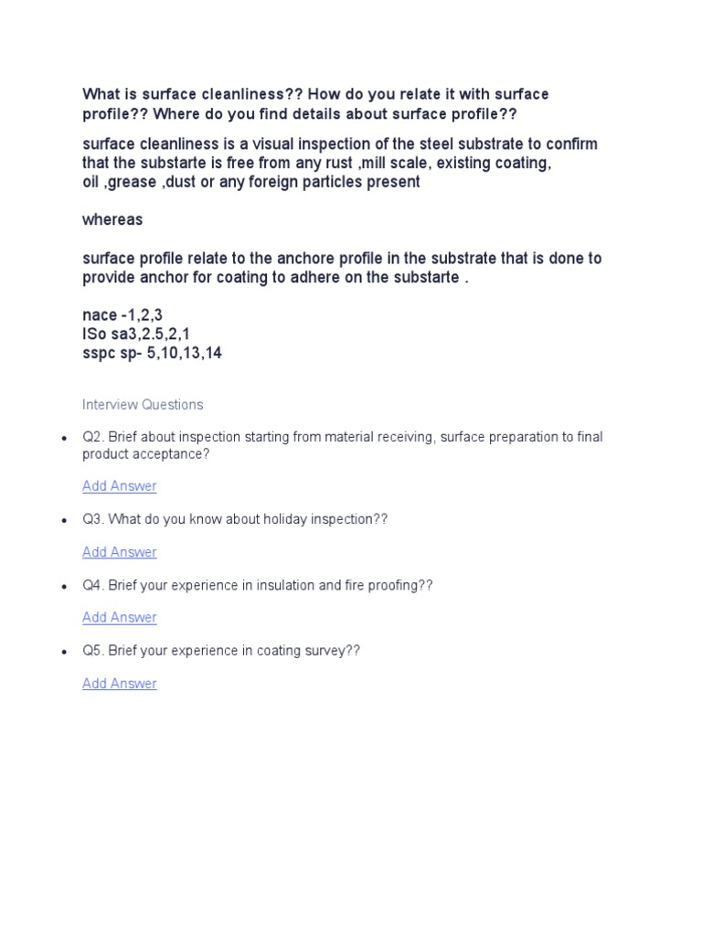 What Is Surface Cleanliness?? How Do You Relate It With Surface Profile ...