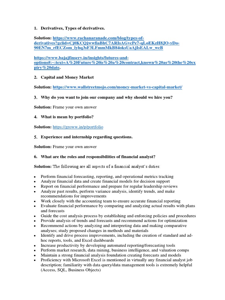 Eclerx Interview Question and Answers | PDF | Stocks | Short (Finance)