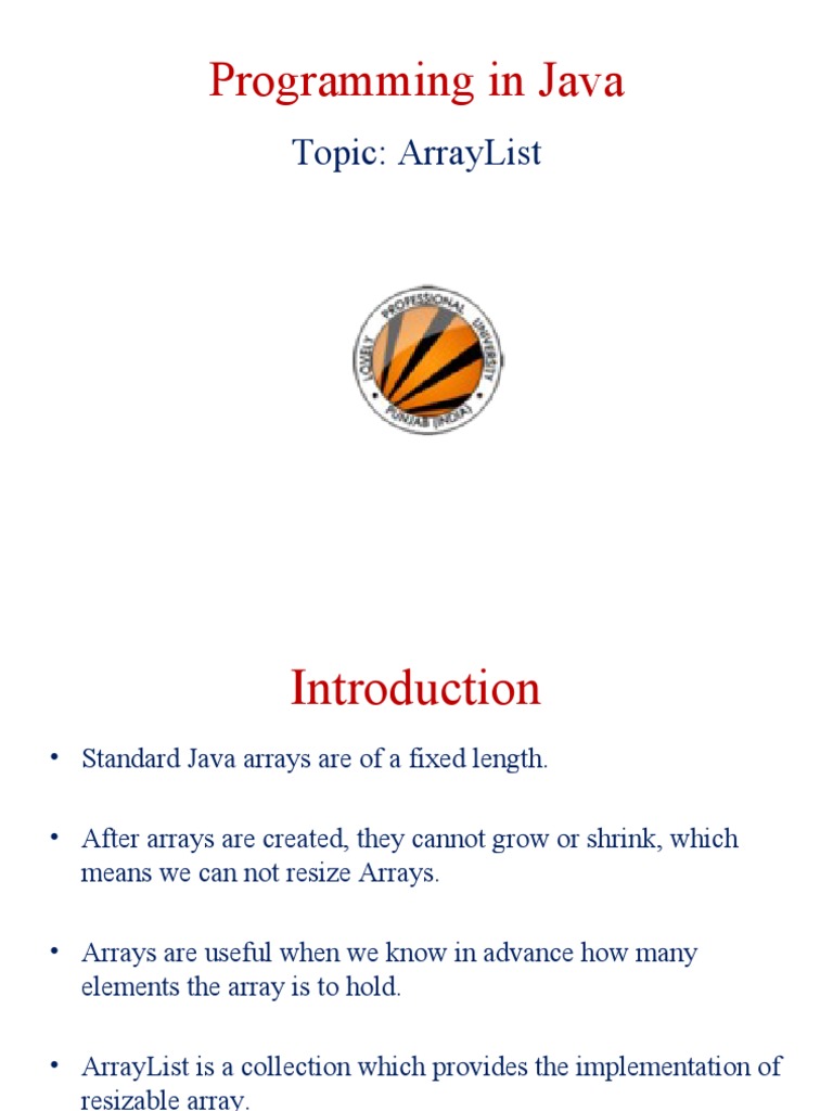 ArrayList | PDF | Computer Data | Programming Paradigms ArrayList | PDF | Computer Data | Programming Paradigms