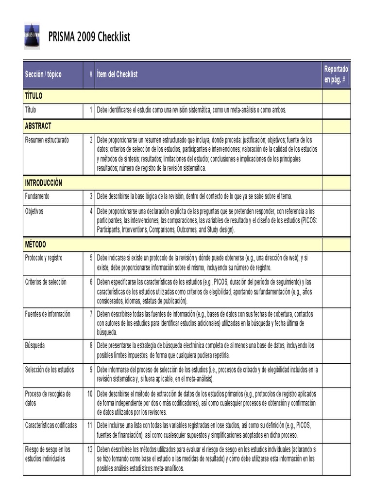 05 - PRISMA 2009 Checklist | PDF | Metaanálisis | Science