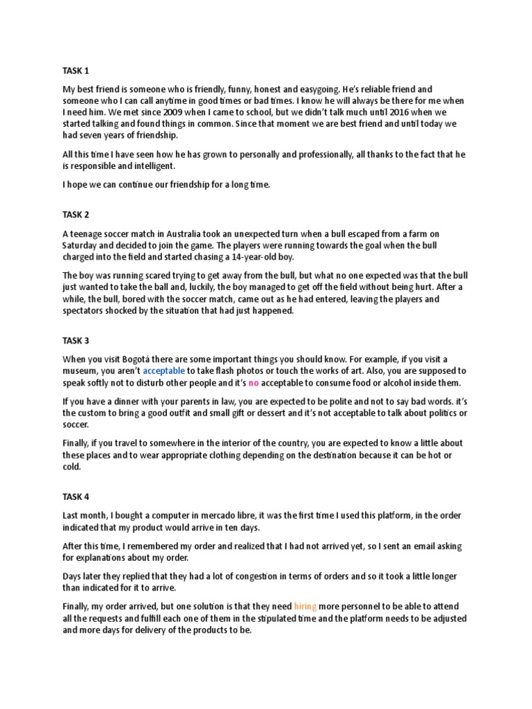 B1 - Task 1 To Taks 4 | PDF