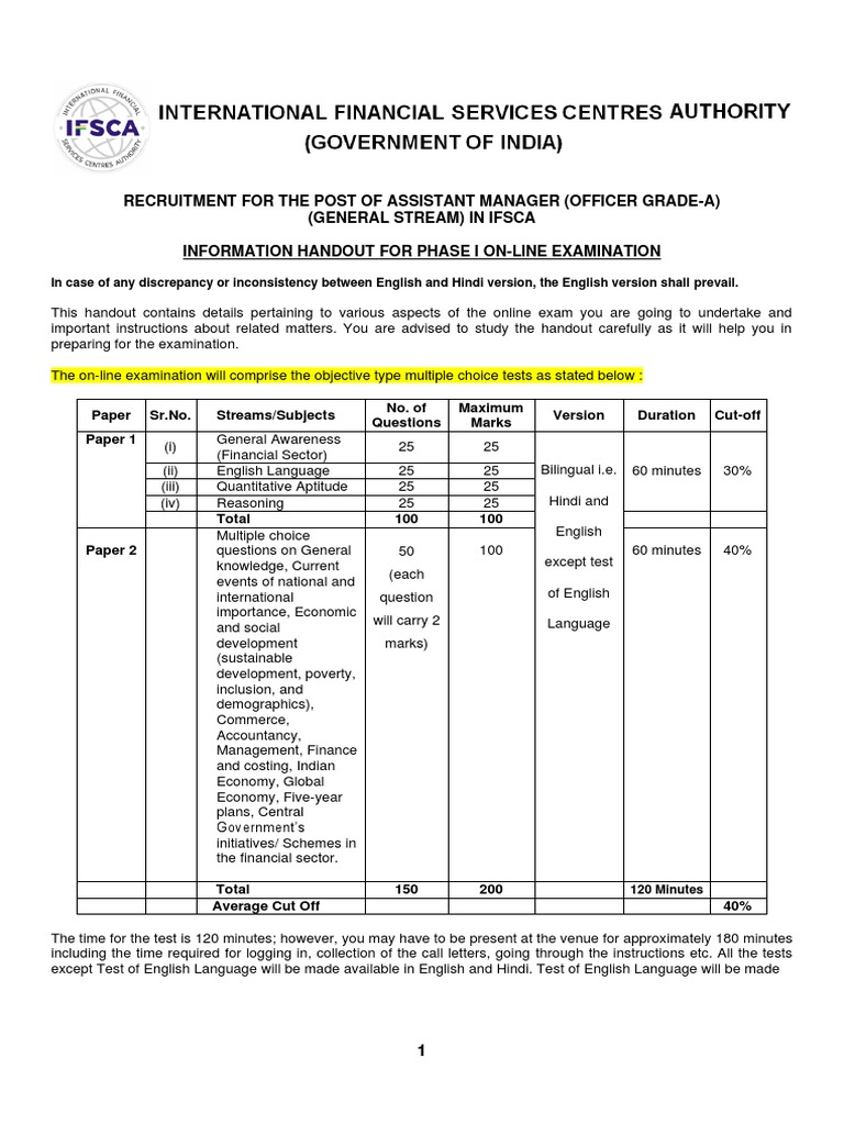 Recruitment For The Post of Assistant Manager (Officer Grade-A) (General Stream) in Ifsca ...
