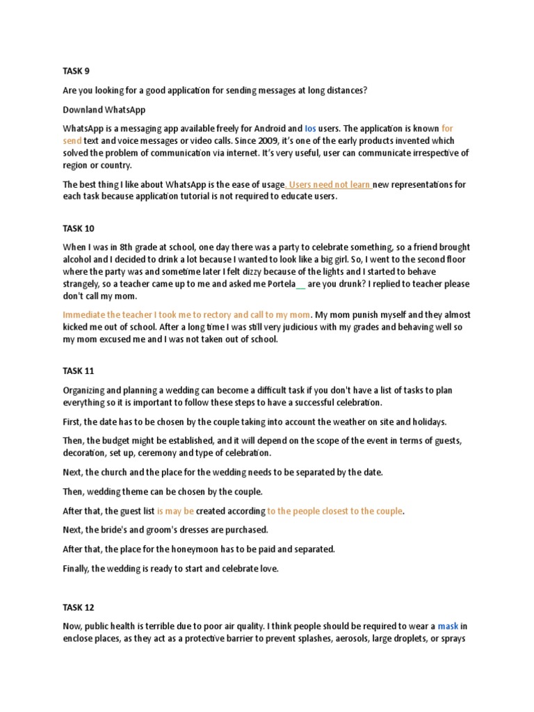 B1 - Task 9 To Task 12 | PDF | Wedding