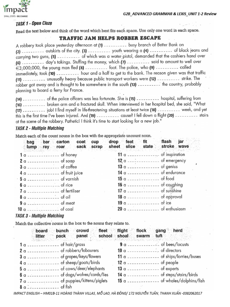 G2B - Advanced - Unit 1-2 Review 1 | PDF