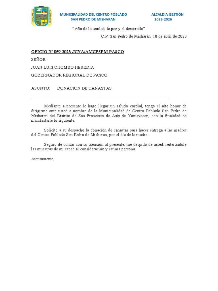 Oficio N 059-2023 | PDF