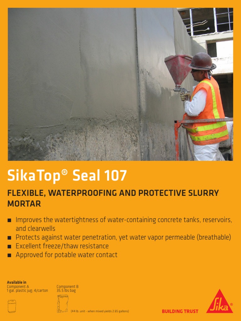 SikaTop Seal 107 Fact Sheet | PDF | Concrete | Mortar (Masonry)