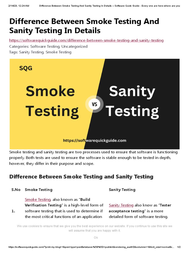 Difference Between Smoke Testing and Sanity Testing in Details ...
