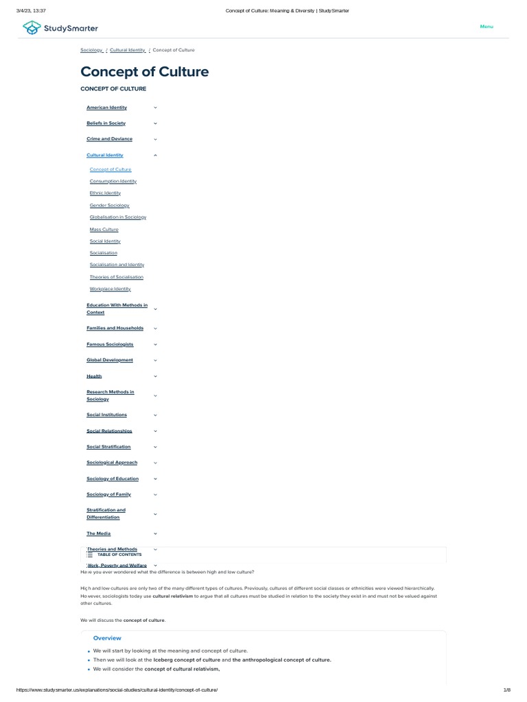 Concept of Culture | PDF | Popular Culture | Sociology