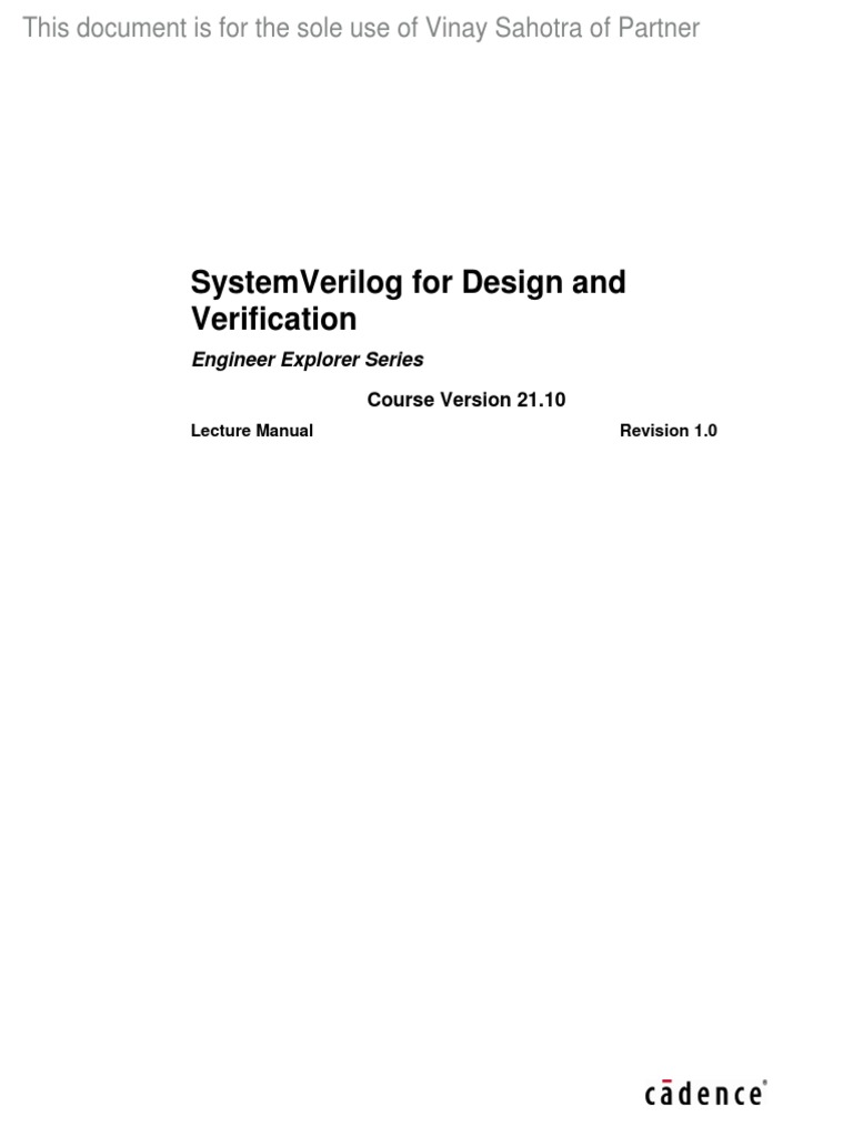 Systemverilog For Design and Verification: Engineer Explorer Series | Download Free PDF ...
