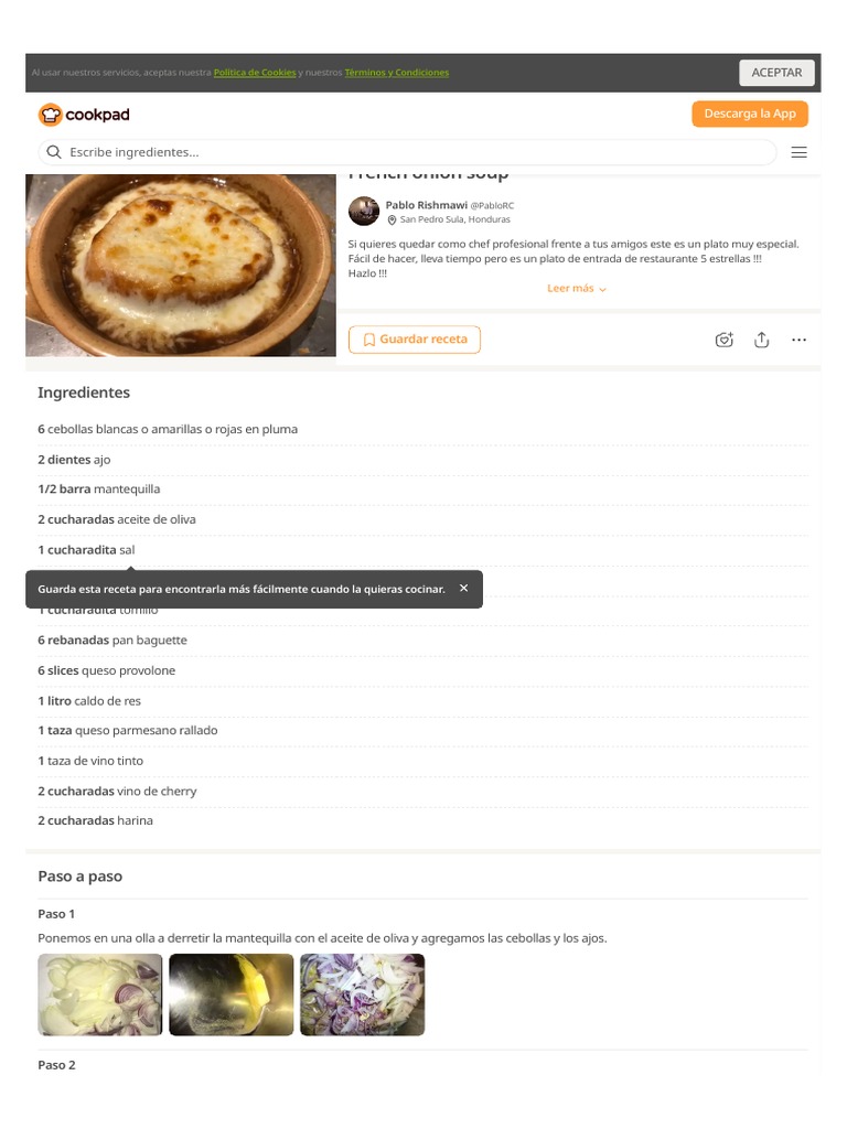 French Onion Soup Receta de Pablo Rishmawi - Cook | PDF | Panes | Ajo