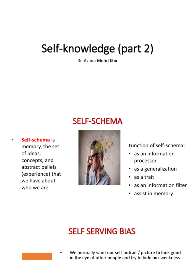 Lect2_SELF KNOWLEDGE (PART 2) | PDF | Self Esteem | Cognitive Psychology