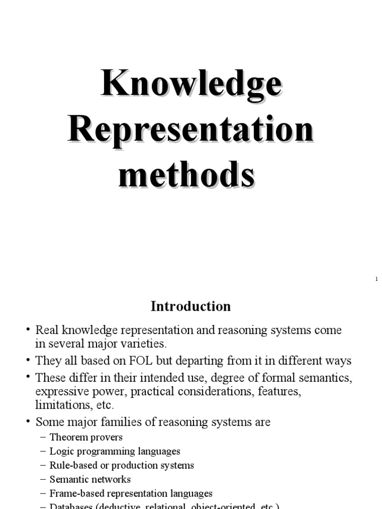 Knowledge Representation Methods | PDF | Knowledge Representation And ...