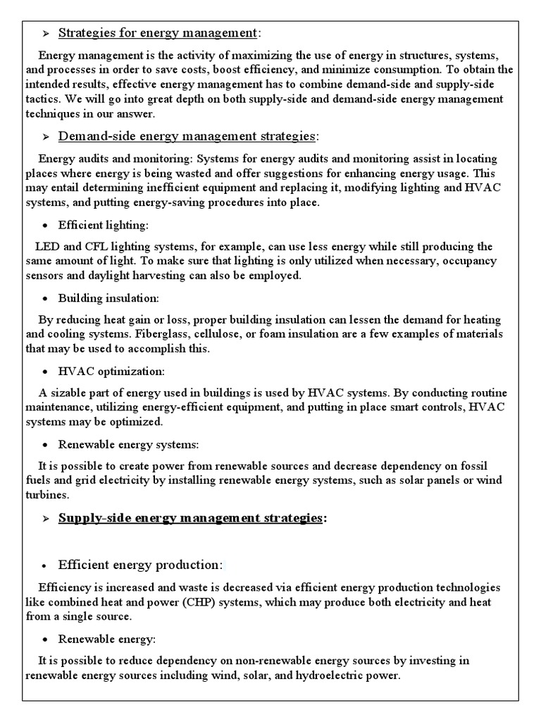 Supply-Side Energy Management Strategies | Download Free PDF | Energy ...