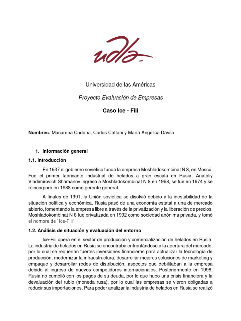 Análisis Estratégico de Ice-Fili en Rusia | PDF | Análisis FODA | Marketing