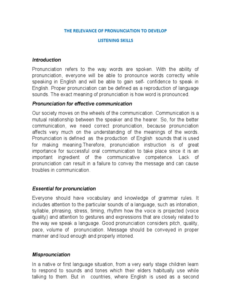 The Relevance of Pronunciation To Develop | PDF | Vowel | English Language