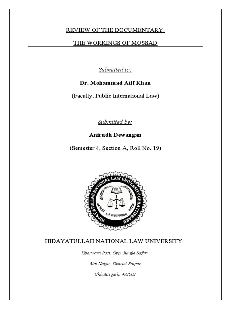 Review of The Documentary: The Workings of Mossad: Dr. Mohammad Atif ...