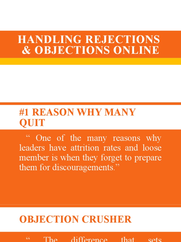 Handling Rejections & Objections Online | PDF