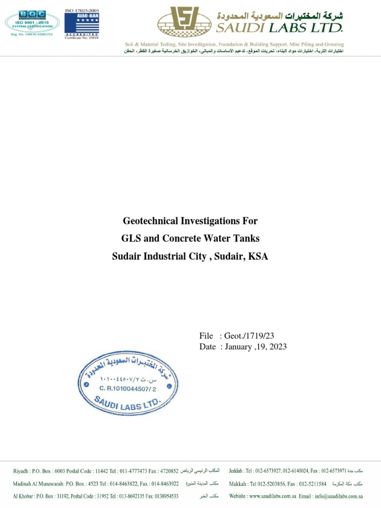 Geotechnical Investigation Report | Download Free PDF | Concrete | Cement