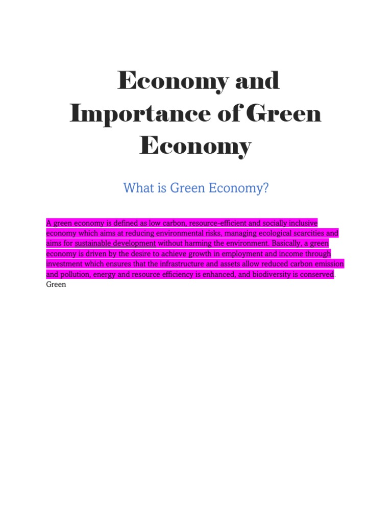 Economy and Importance of Green Economy | Download Free PDF ...