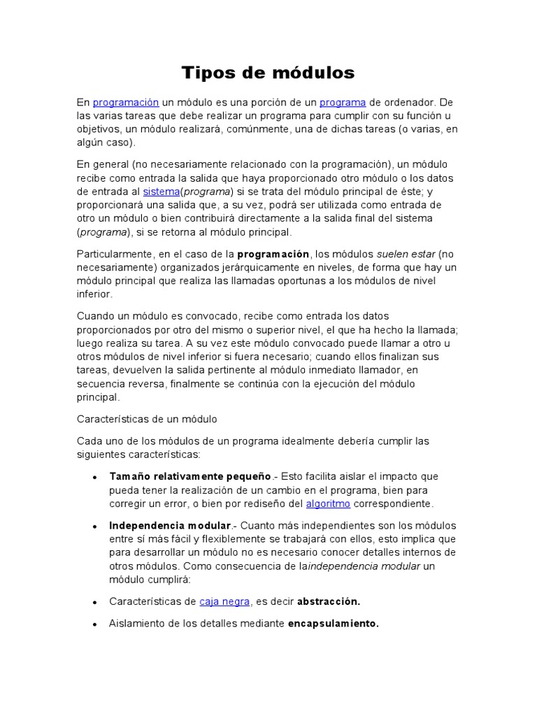 Tipos de Módulos: Programación Programa | PDF | Programa de computadora ...