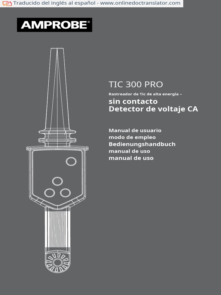 DETECTOR DE VOLTAJE AMPROBE TIC-300PRO - Manual - En.es | PDF | Diodo emisor de luz | Ingenieria ...
