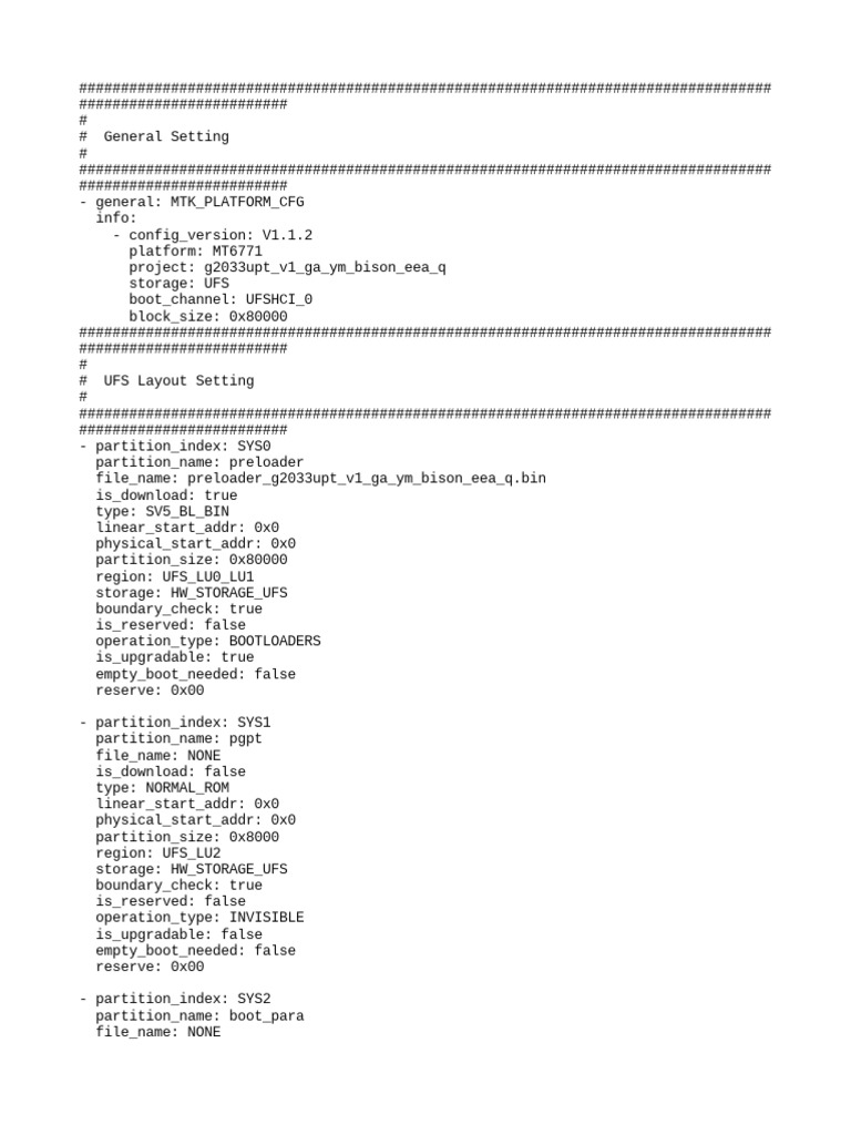 MT6771 Scatter File Overview | PDF