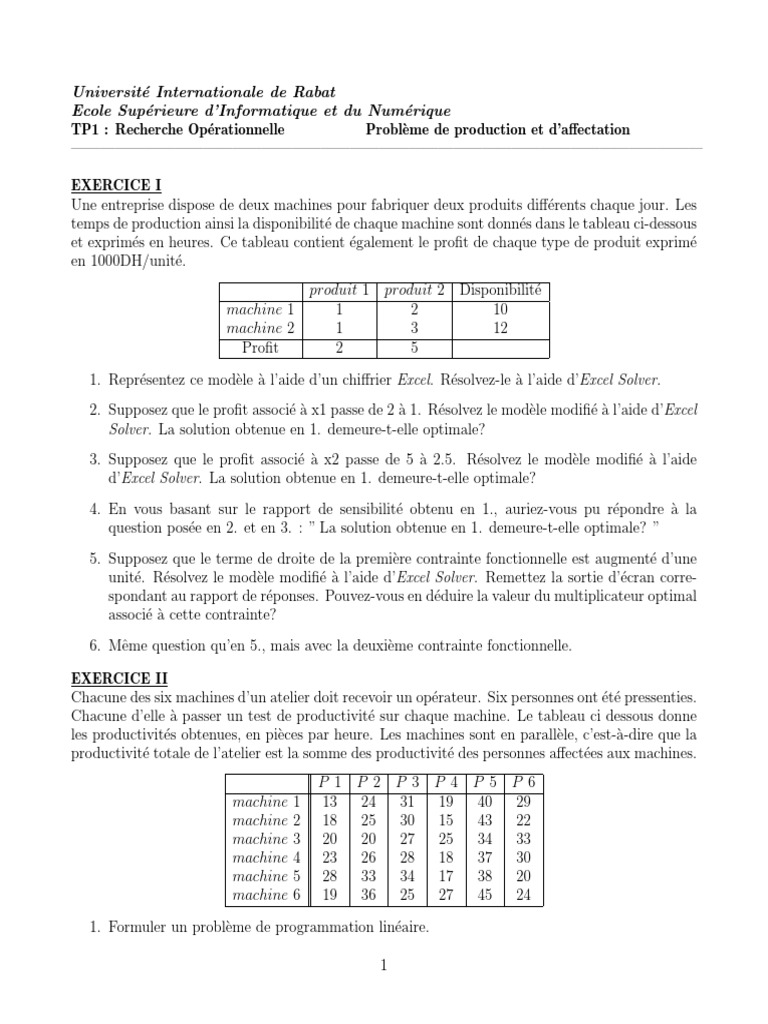 Optimisation de production et affectation | PDF | Ordinateurs