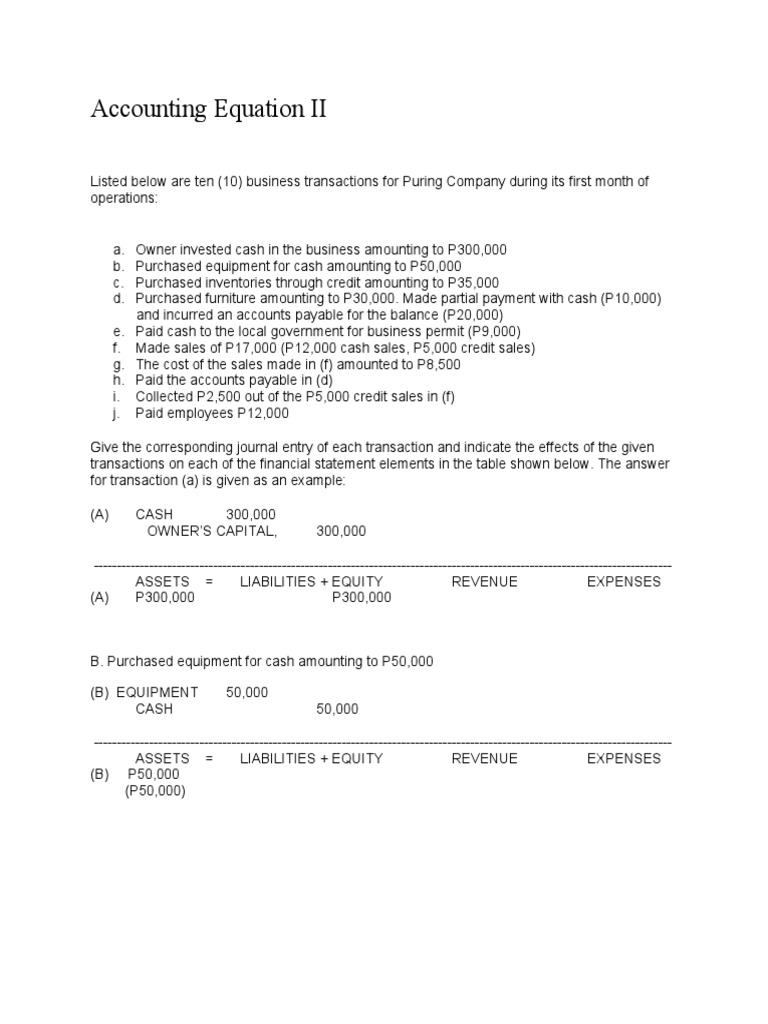 Accounting Equation II | PDF | Debits And Credits | Expense