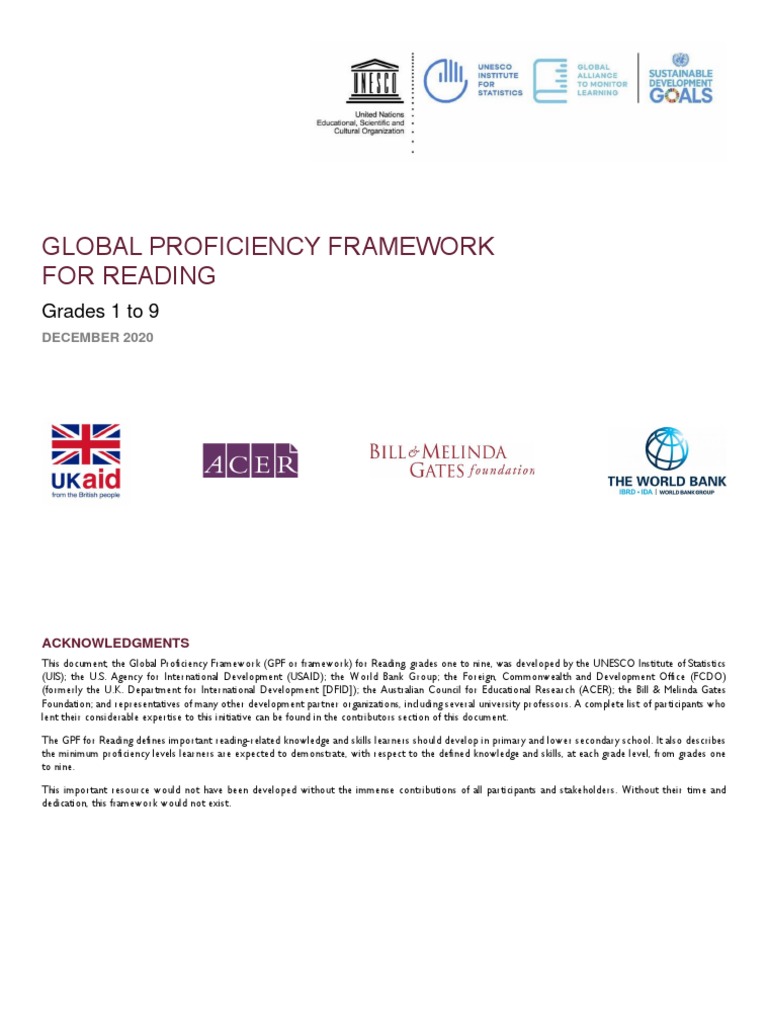 Global Proficiency Framework Reading | PDF | Reading Comprehension ...