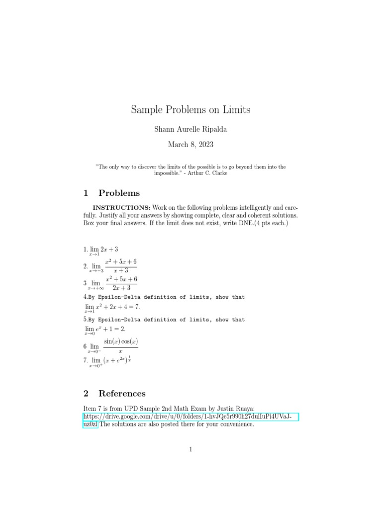 Limit Exercises | PDF