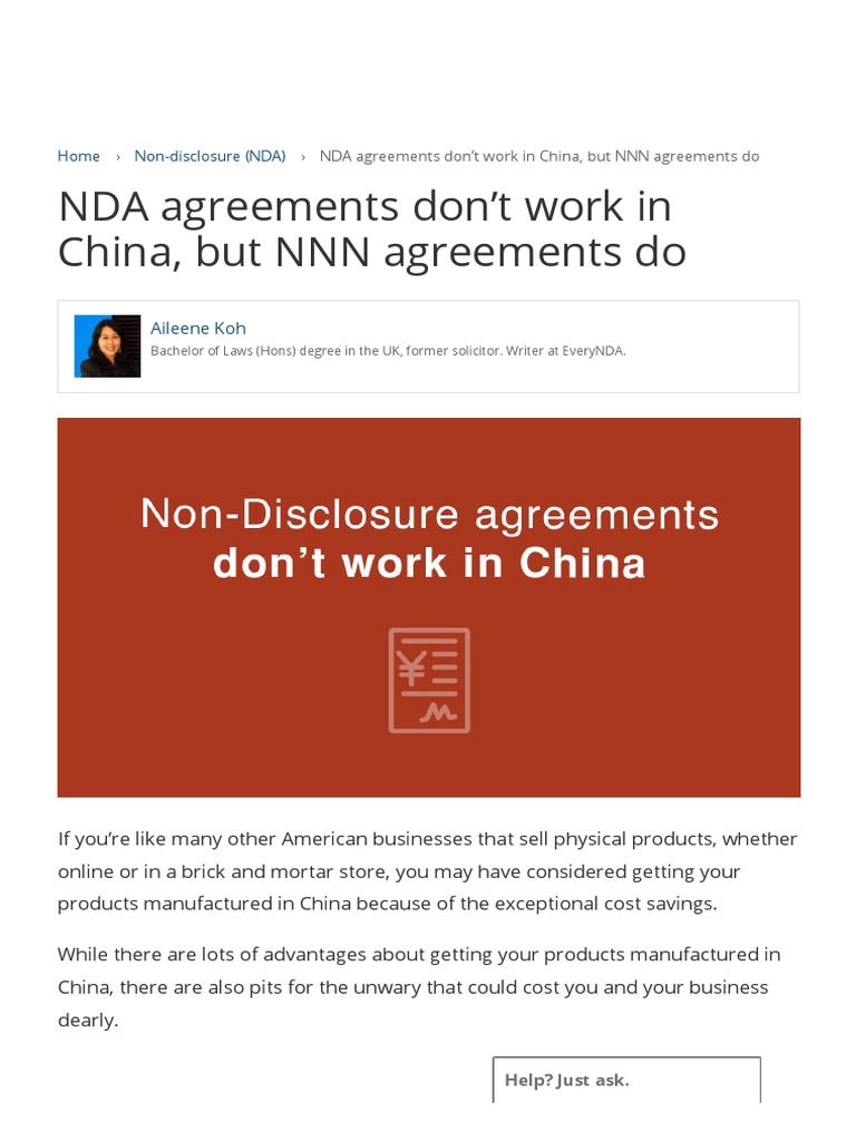 CHinese NDA Important Clauses | PDF | Non Disclosure Agreement | Common Law