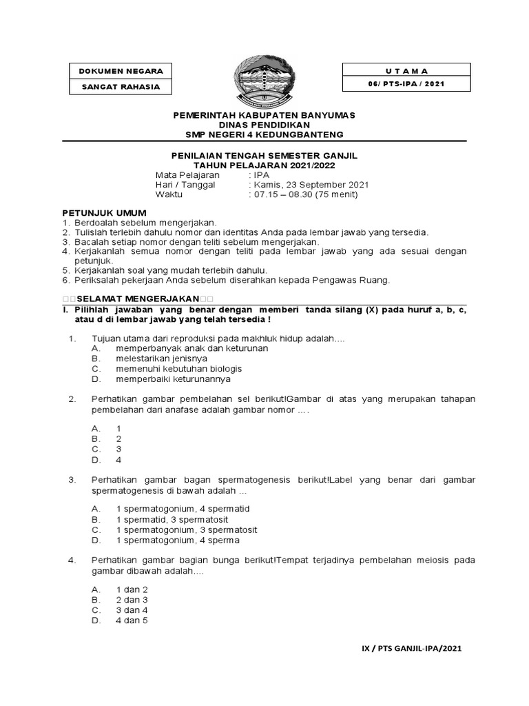 Format Soal Pas | PDF