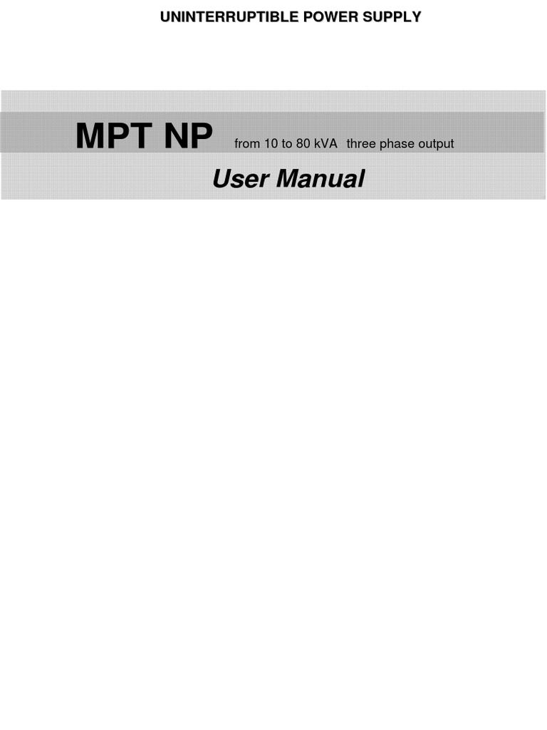 MPT 10 80 User Manual 1503306059 | PDF | Power Supply | Fuse (Electrical)