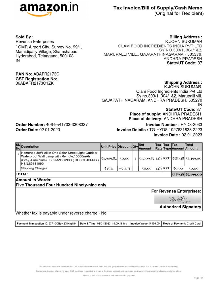 AMAZON | PDF | Invoice | Trade