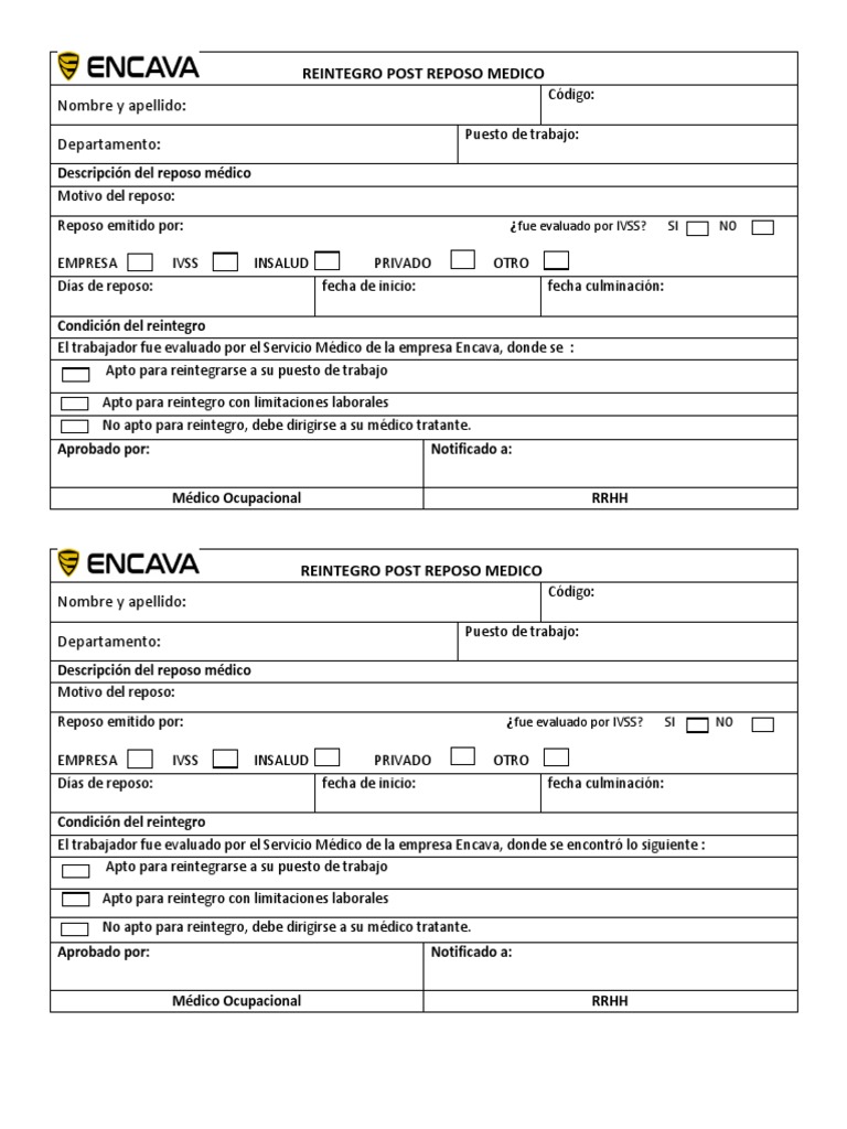 Reintegro Laboral Tras Reposo Médico | PDF