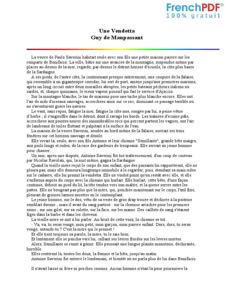 Une Vendetta Guy de Maupassant | PDF