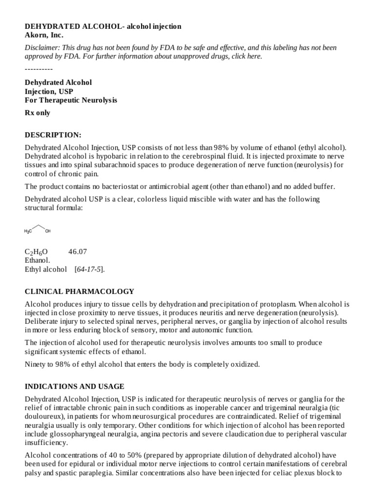 Dehydrated Alcohol | PDF | Ethanol | Injection (Medicine)