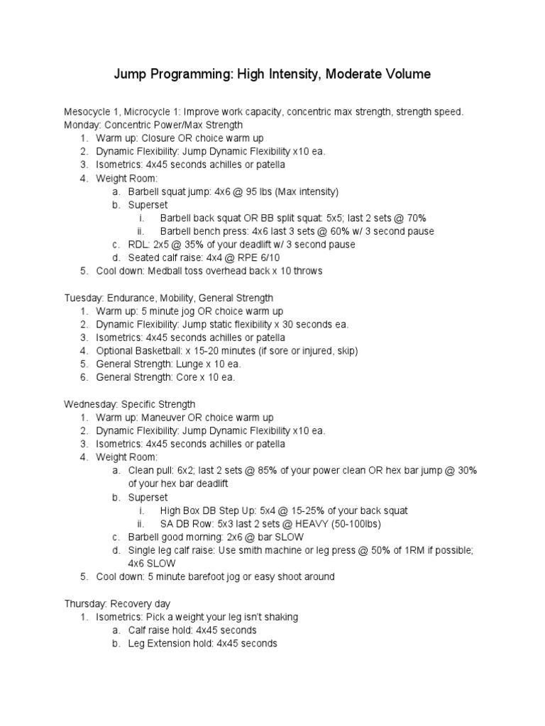 Jump Programming - High Intensity, Moderate Volume | PDF | Weight Training | Knee