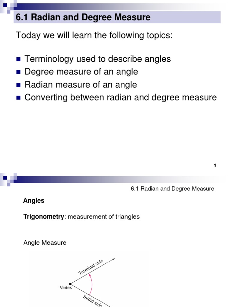 Radian and Degree Measure | PDF | Angle | Triangle Geometry