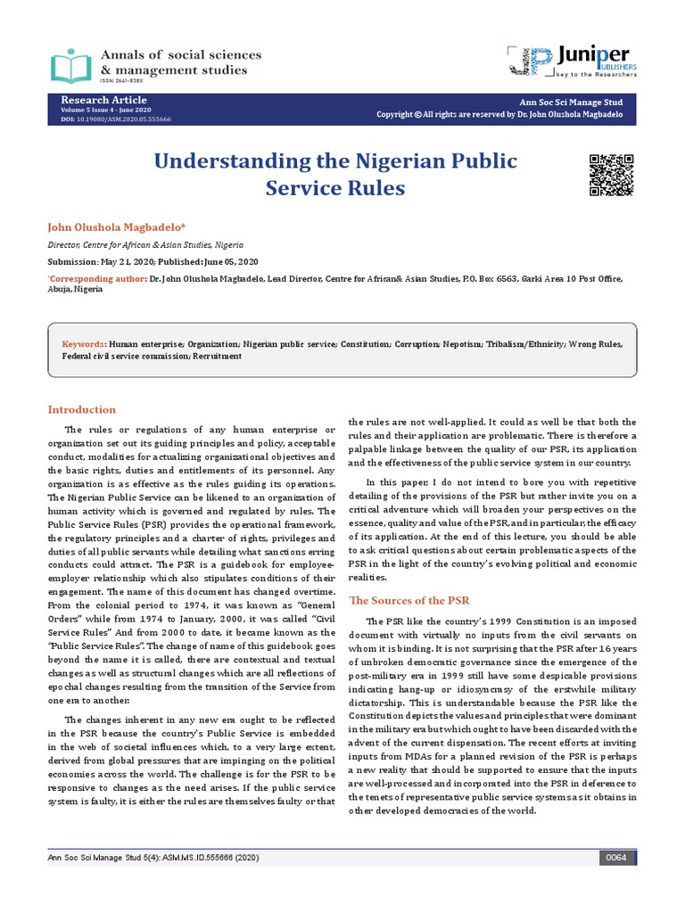 Understanding The Nigerian Public Service Rules | PDF | Democracy ...