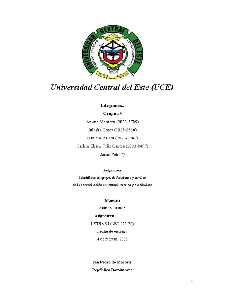Universidad Central Del Este (UCE) | PDF | Lingüística | Dialecto