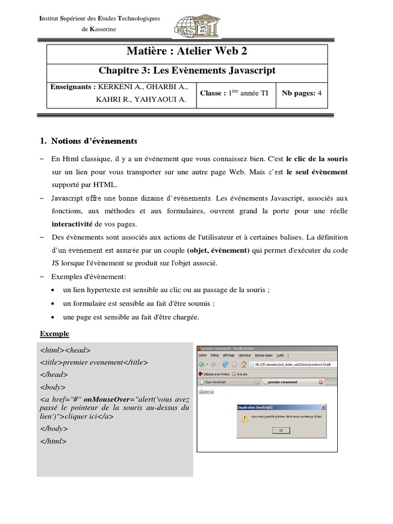 Cours Et TP 3 | PDF | JavaScript | Html