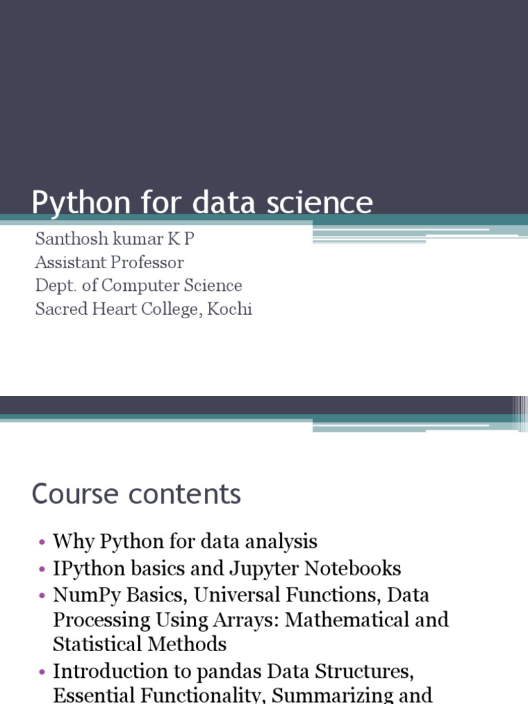 Python For Data Science Pdf Python Programming Language Matrix Mathematics
